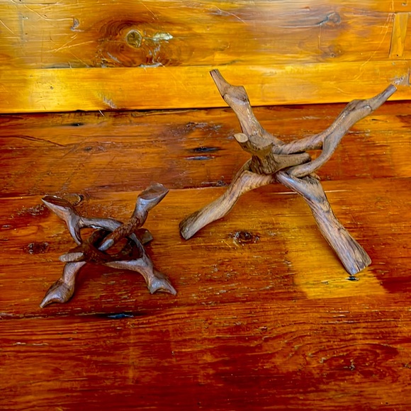 Accents | Set Vintage Interlocking Wood Plant Stand | Poshmark